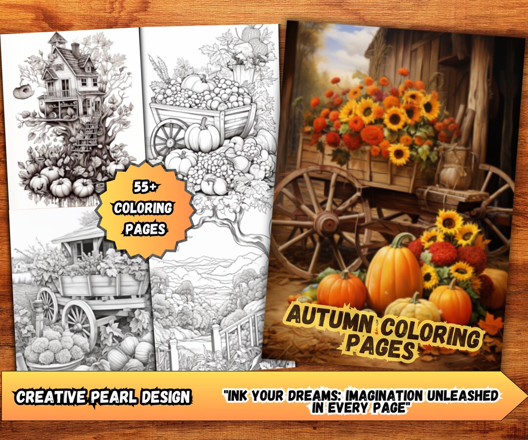 55 Autumn Coloring Book Fall Coloring Book Pumpkin - Etsy