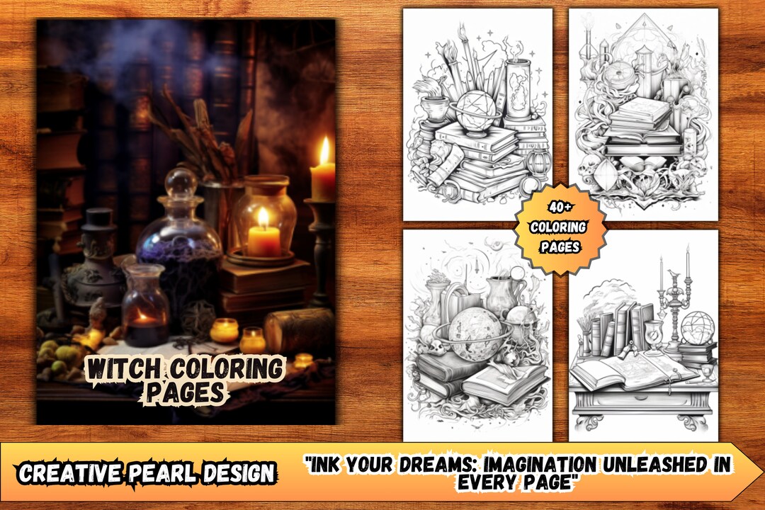 Witch Adult Magic Crystal Printable Coloring Book Pages by - Etsy