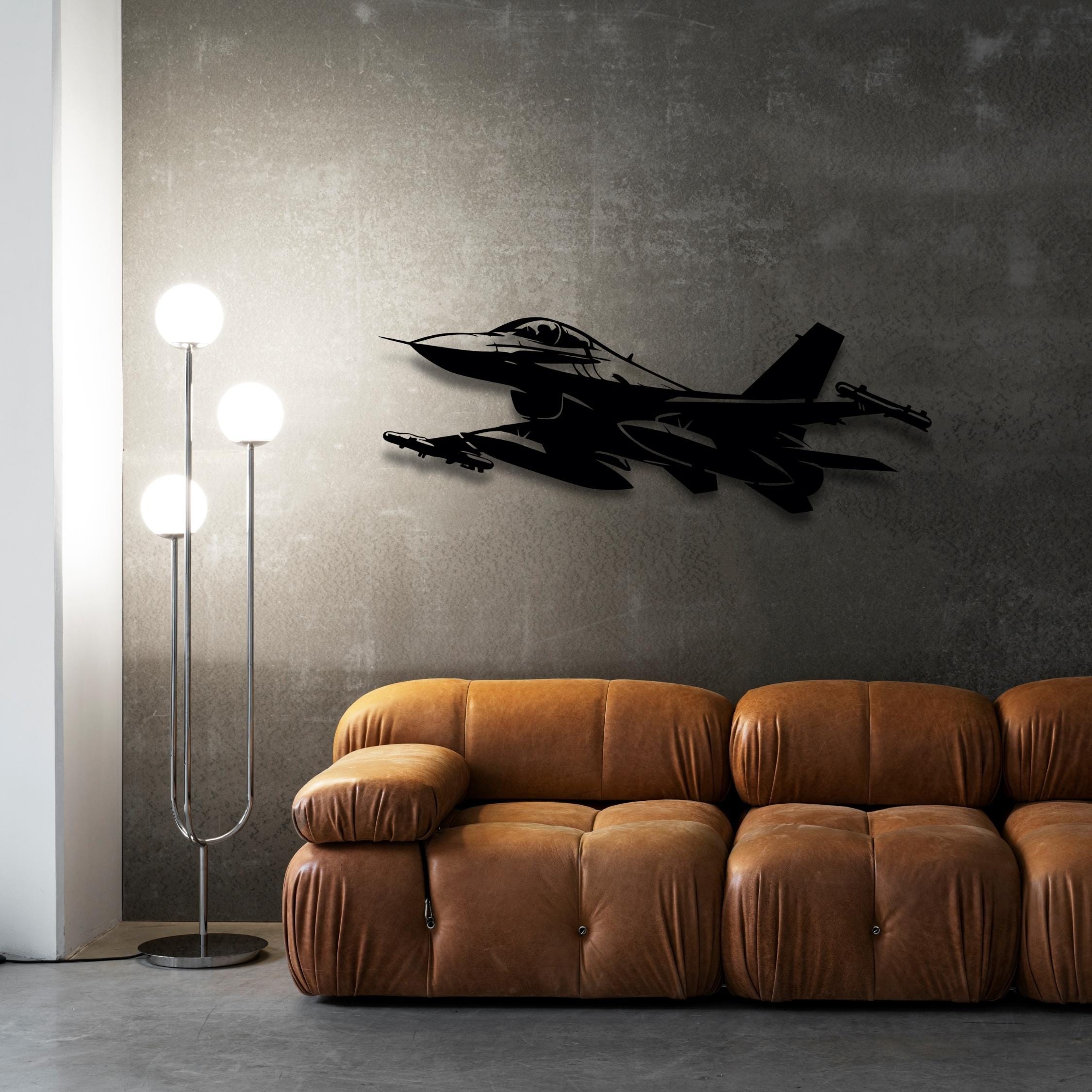 Luxurious F-16 Metal Wall Art, Fighter Jet Decor, Premium Aviation Wall ...