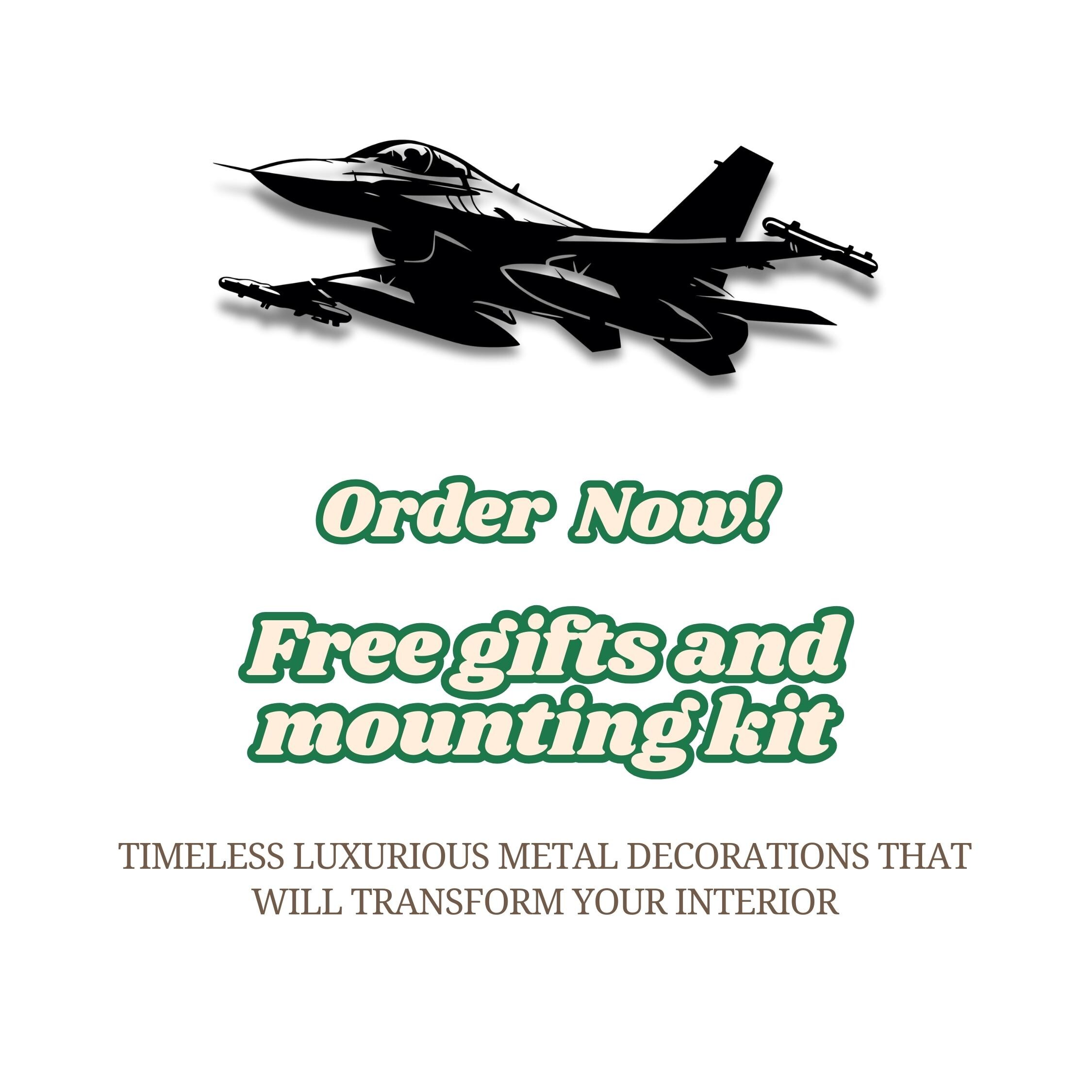 Luxurious F-16 Metal Wall Art, Fighter Jet Decor, Premium Aviation Wall ...