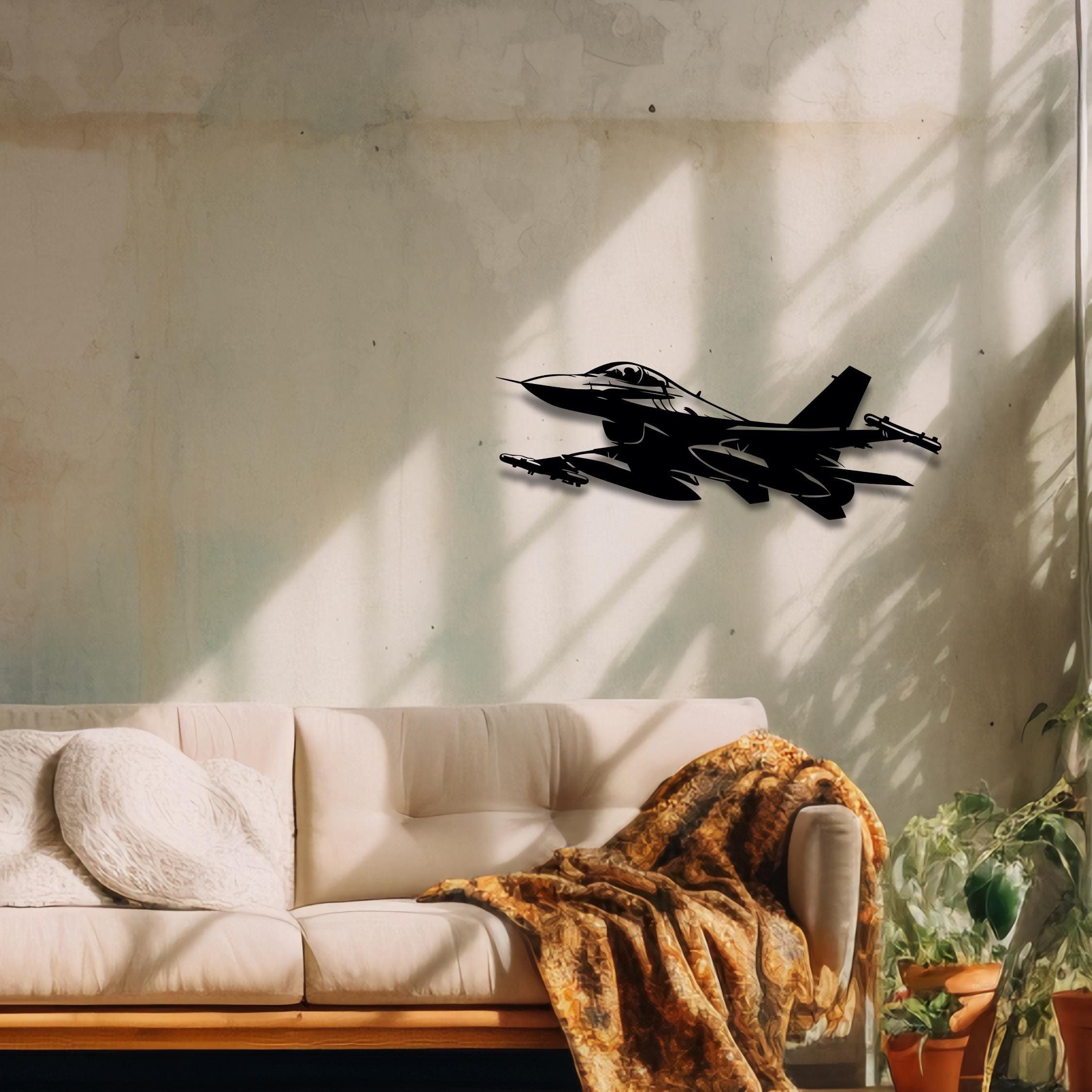 Luxurious F-16 Metal Wall Art, Fighter Jet Decor, Premium Aviation Wall ...