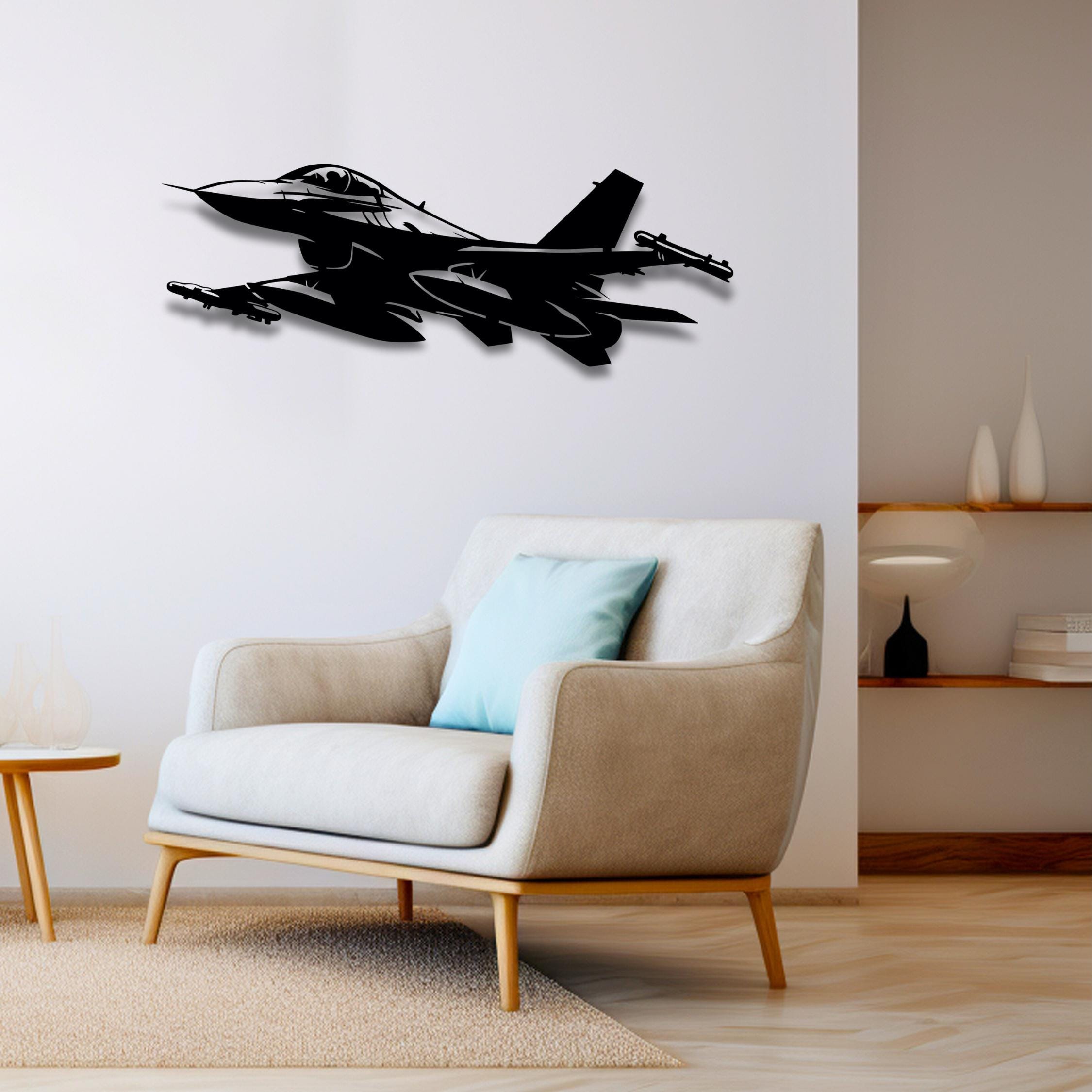 Luxurious F-16 Metal Wall Art, Fighter Jet Decor, Premium Aviation Wall ...