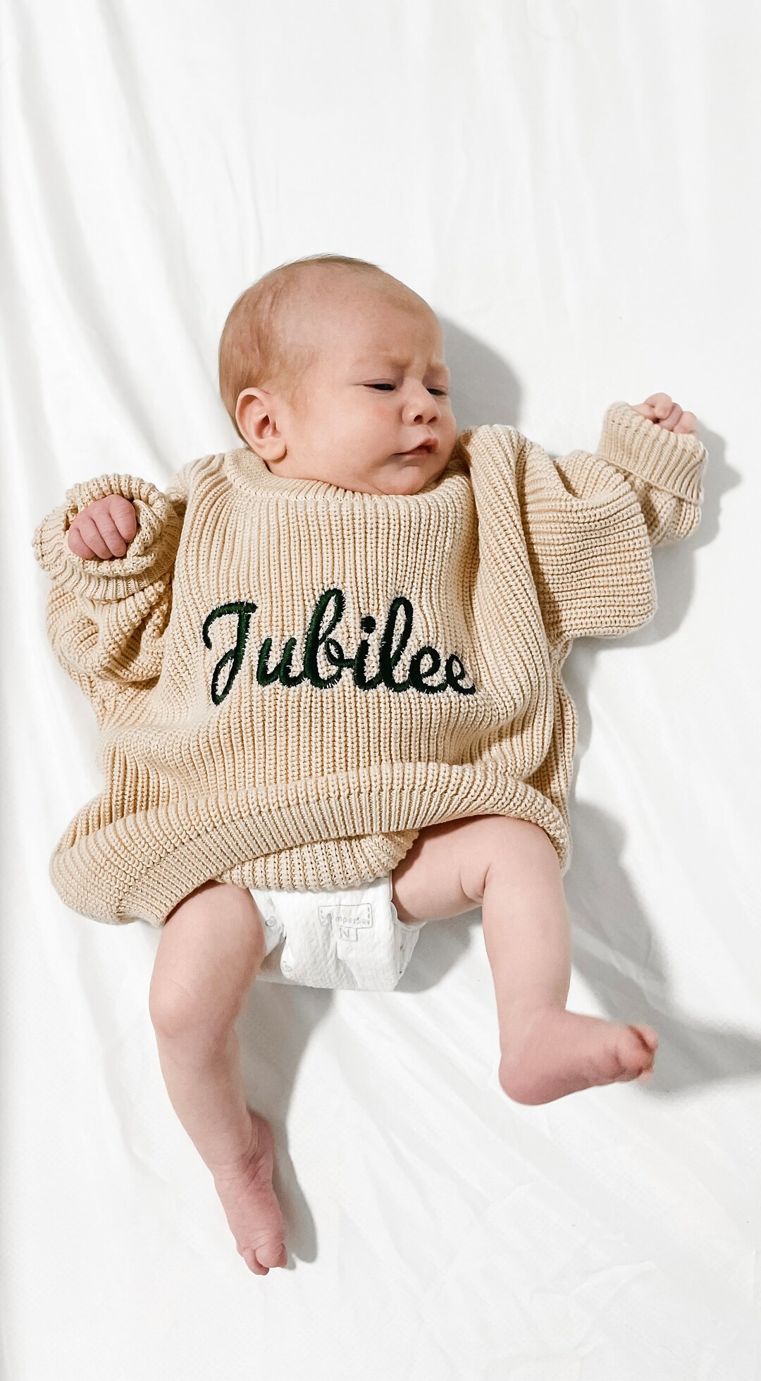Customized Oversized Knit Baby Sweater, Personlized Sweater, Oversize ...