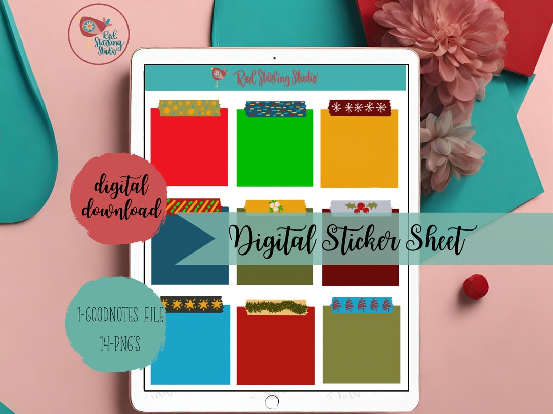 December Digital Sticky Notes, Christmas Sticky Notes Digital, Digital ...