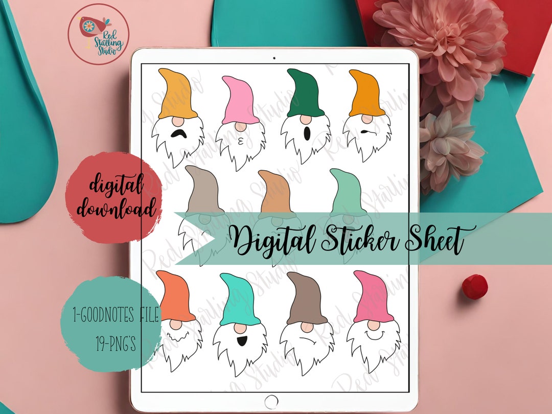 Gnome Emojis Digital Sticker Sheet, Hand Drawn Pngs, Gnome Clip Art ...