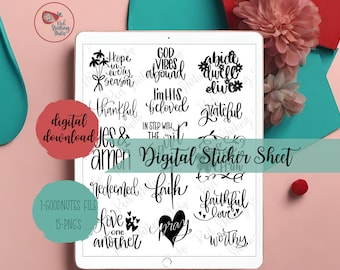 Faithful Words 3 Digital Sticker Sheet for Goodnotes, Christian Digital ...