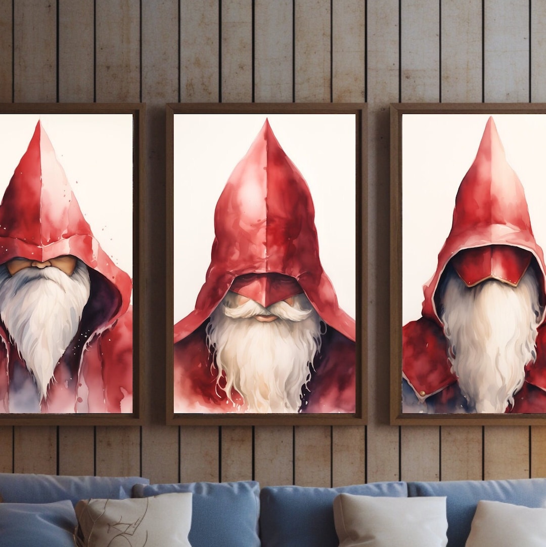 3 Faceless Santa Claus Portraits Watercolor Art Prints - Etsy