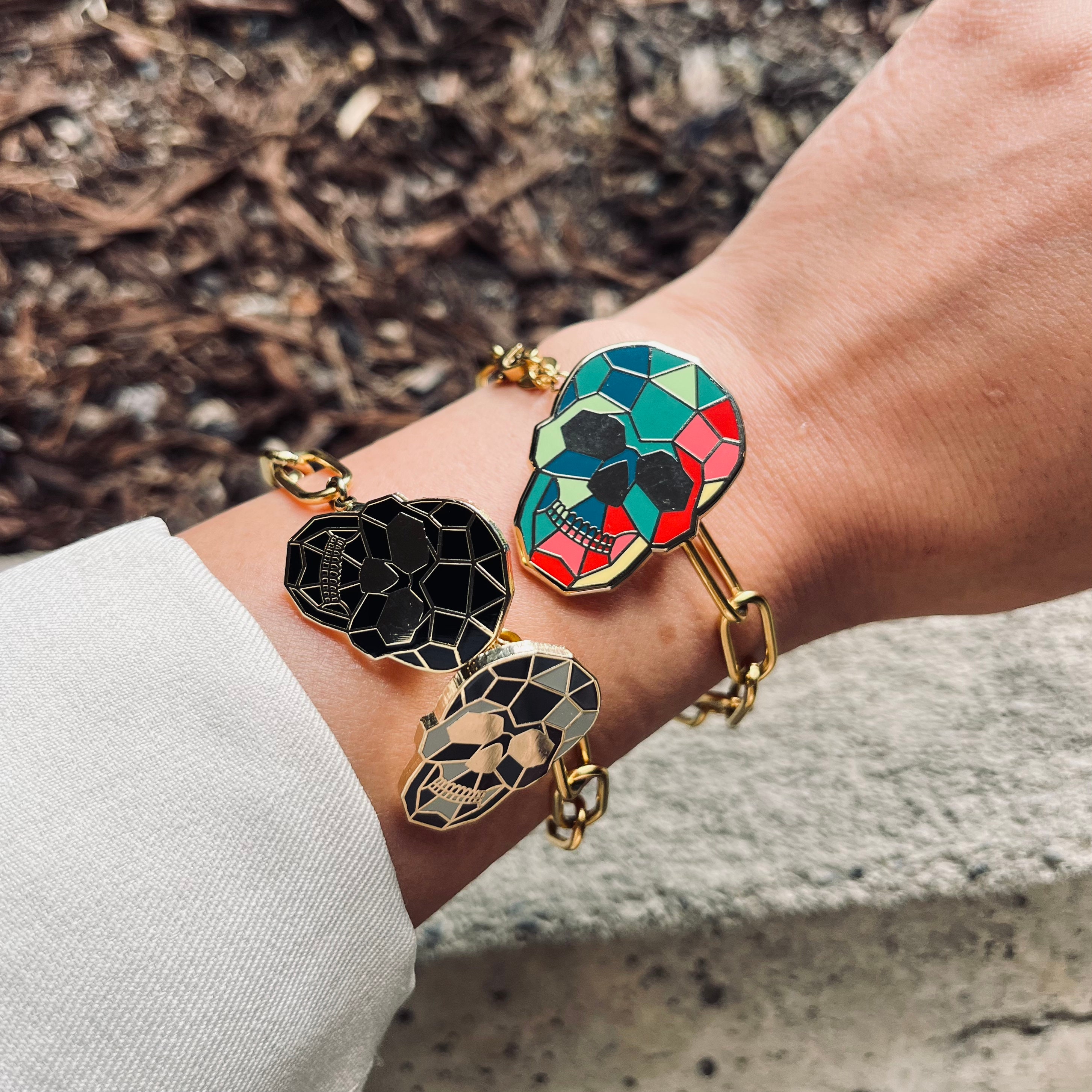 Skull Anatomy Enamel Lapel Pin and Magnet - Multicolored, Black or Grey ...