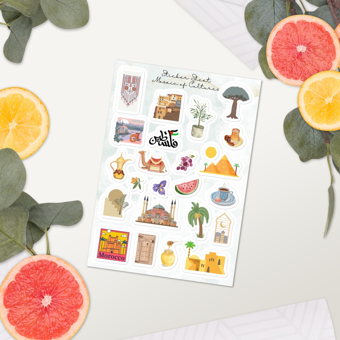 Mosaic of Cultures Sticker Sheet A5 Yemen, Palestine, Morocco, Egypt ...