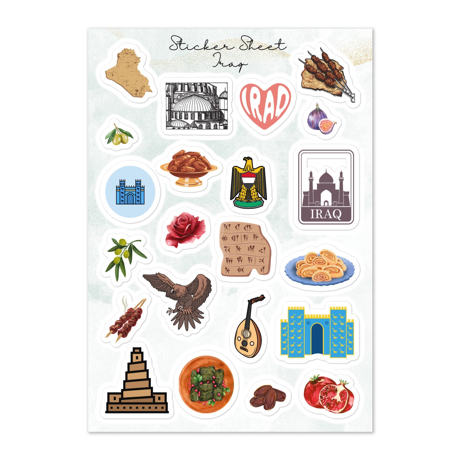 Iraq Sticker Sheet A5 - Etsy