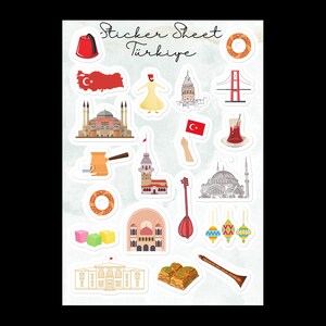 Türkiye Sticker Sheet A5 - Etsy