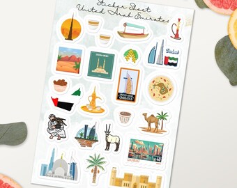 A4 Sticker Sheet Dubai Landmarks Vinyl Stickers UAE United Arab ...
