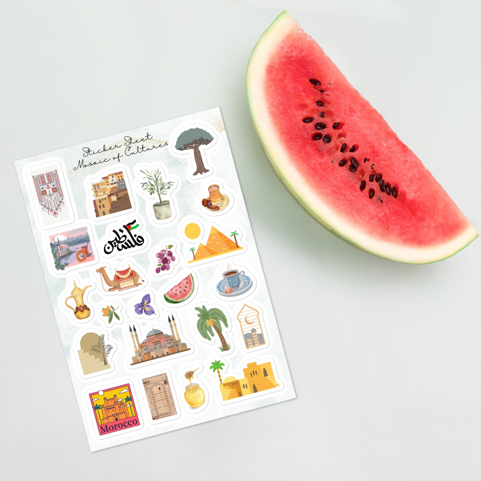 Mosaic of Cultures Sticker Sheet A5 Yemen, Palestine, Morocco, Egypt ...