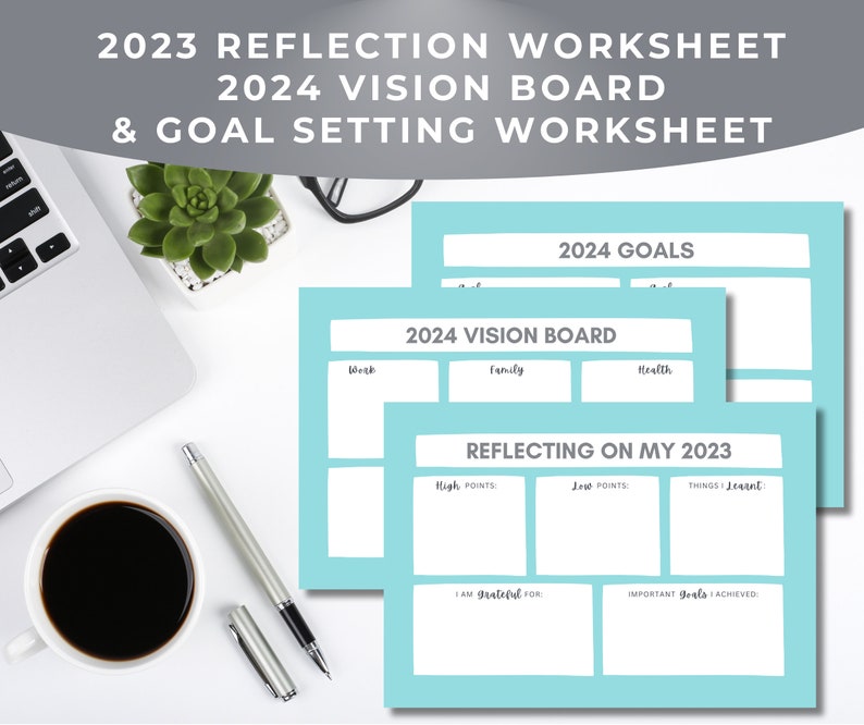 2023 Reflection Worksheet & 2024 Vision Board and Goal Setting ...