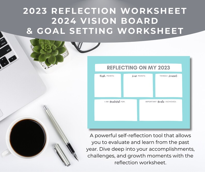 2023 Reflection Worksheet & 2024 Vision Board and Goal Setting ...