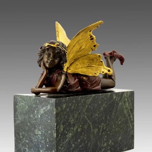 Fabulous Bronze Figure Elf / Fairy Lying Down Nature Spirit MILO Desk ...