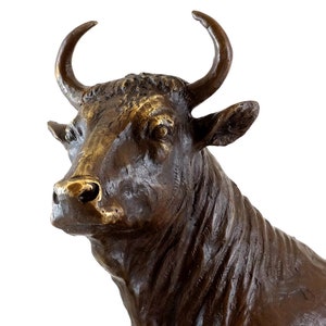 Animal Bronze Bull / Taurus Sculpture Signed Bonheur Farm Decoration ...