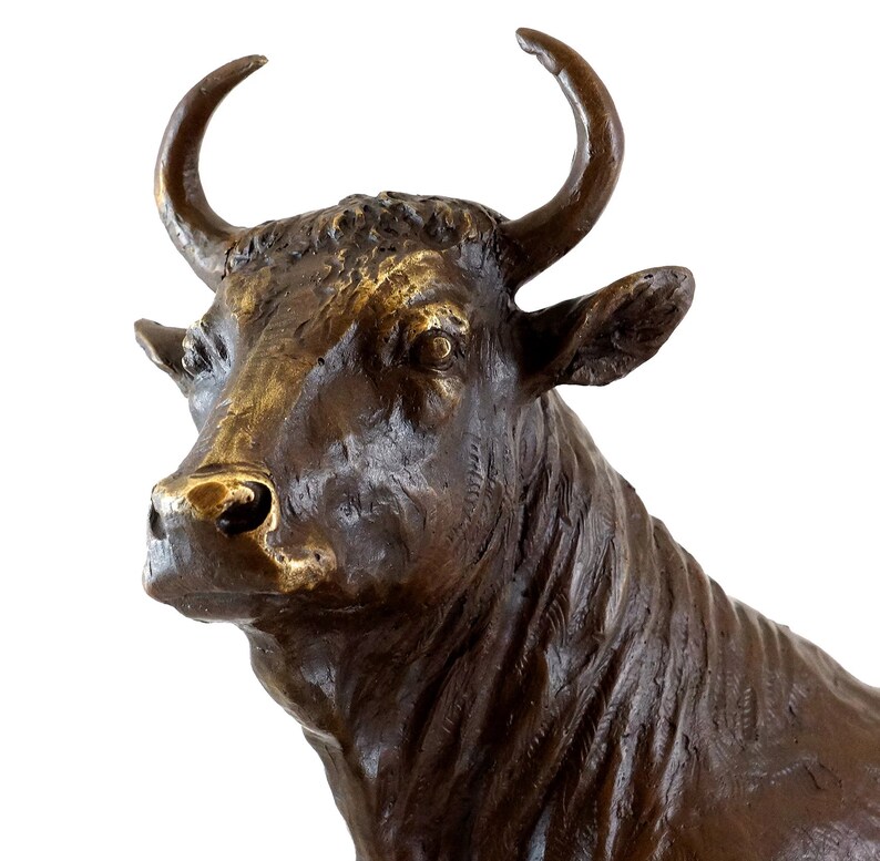 Animal Bronze Bull / Taurus Sculpture Signed Bonheur Farm Decoration ...