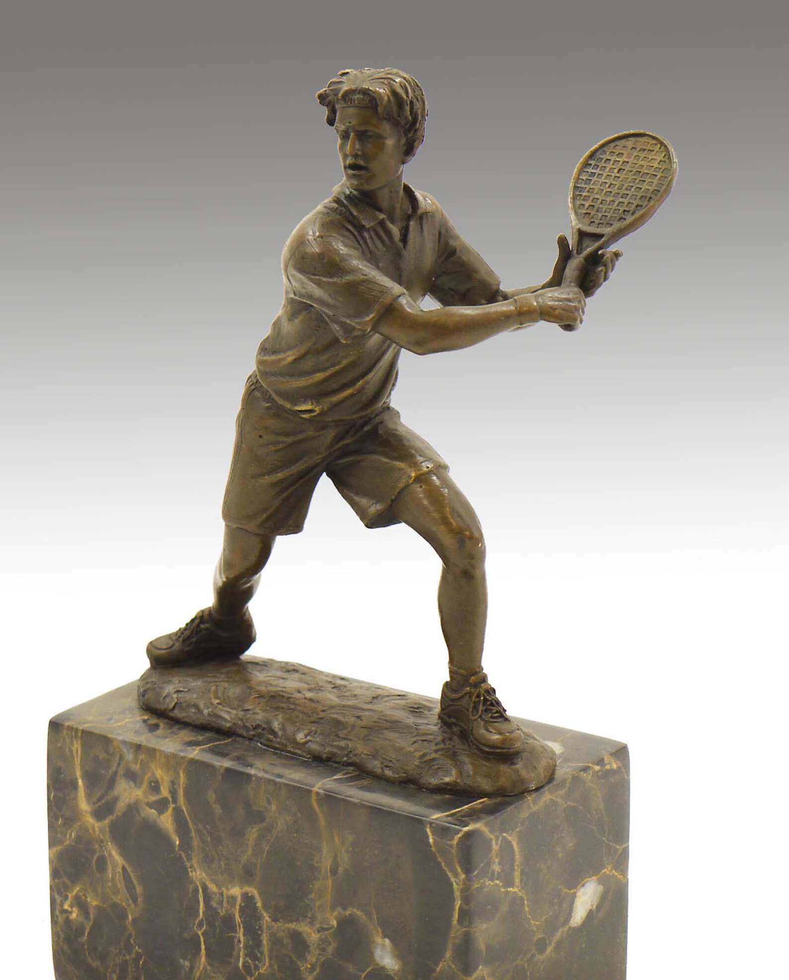 Bronze Figure Cup on Marble the Tennis Player Milo Tennis Cup in Bronze ...