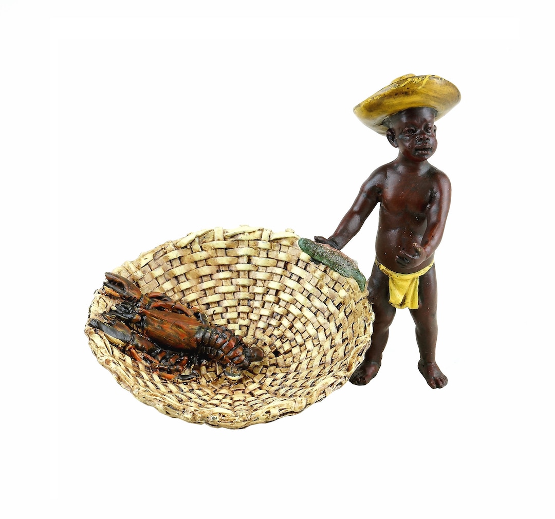 Vienna Bronze Fisherman With Lobster Hand-painted Angler - Etsy