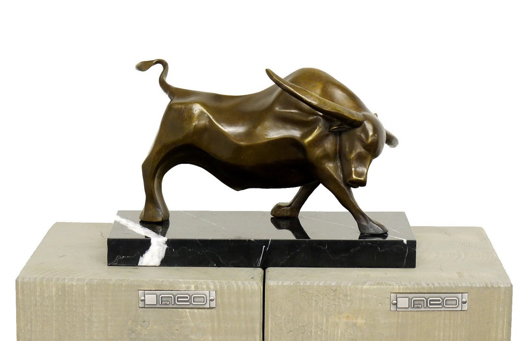 Modern Animal Sculpture Powerful Bull Signed Milo Bronze Figure ...