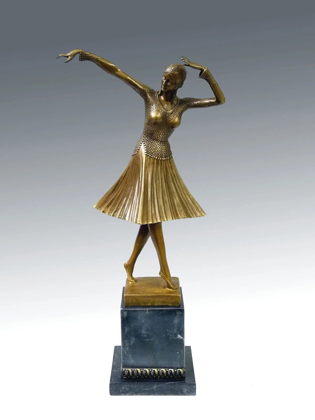 Art Deco Bronze Figure Dancer on Marble Base Chiparus miro Furnishings ...