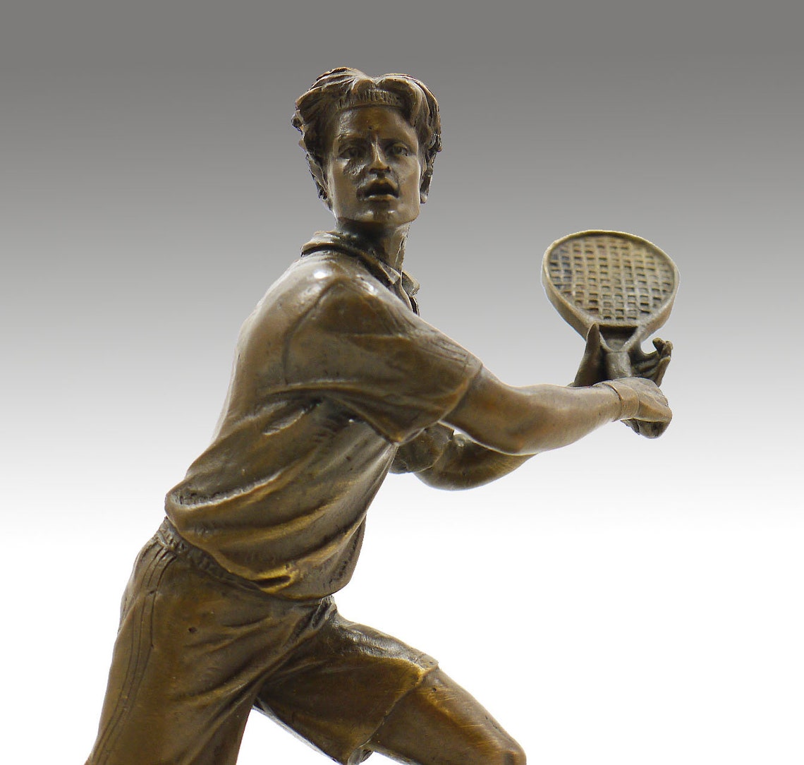 Bronze Figure Cup on Marble the Tennis Player Milo Tennis Cup in Bronze ...