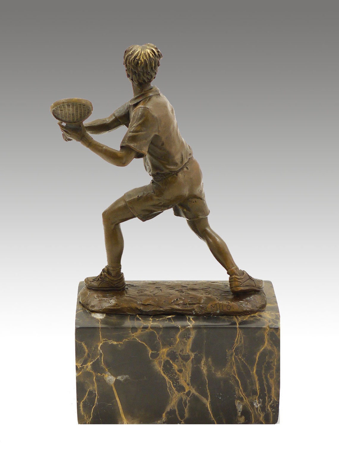 Bronze Figure Cup on Marble the Tennis Player Milo Tennis Cup in Bronze ...