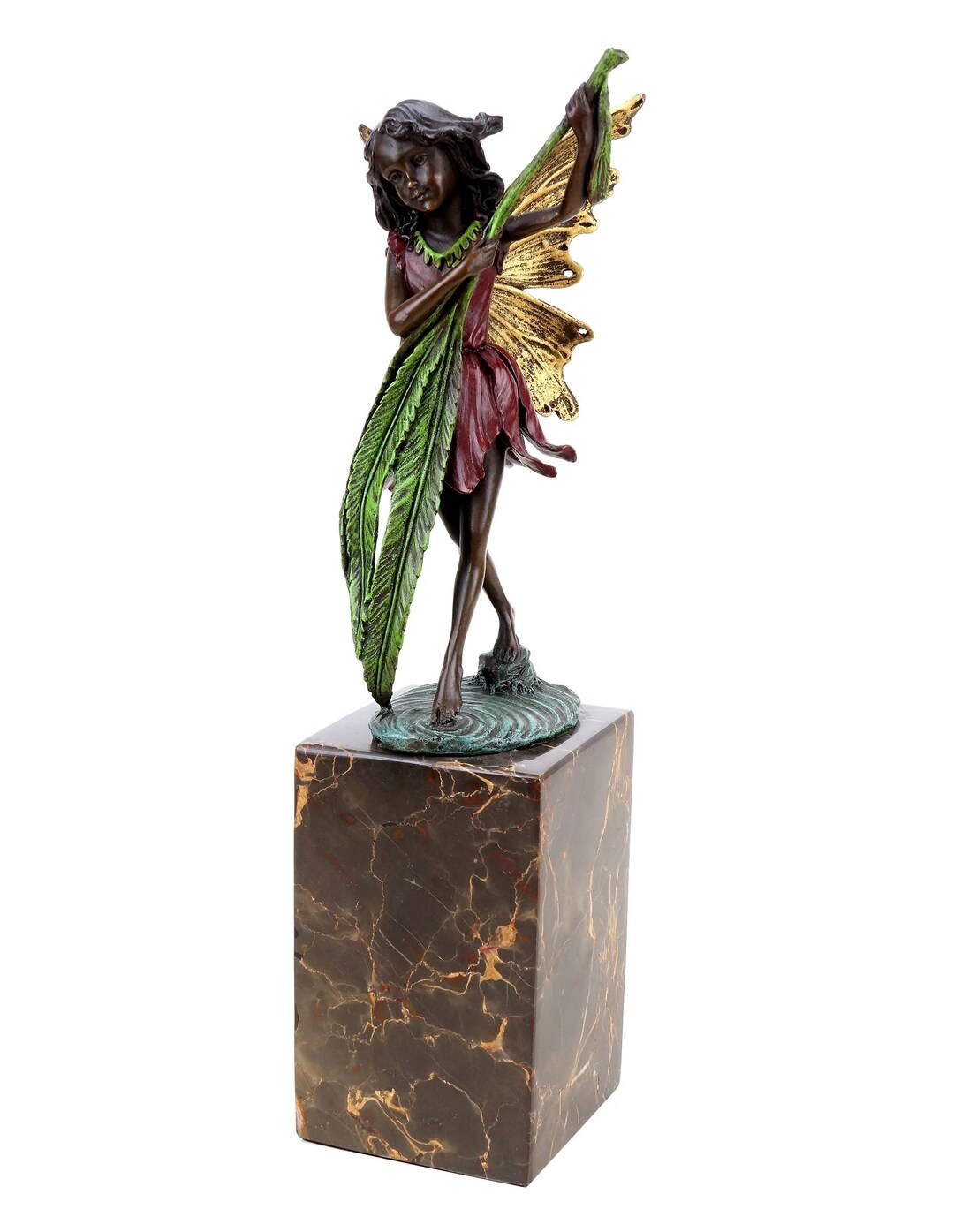 Bronze Figure Elf With Fern Leaf Art Nouveau Signed Milo Pretty Fairy ...