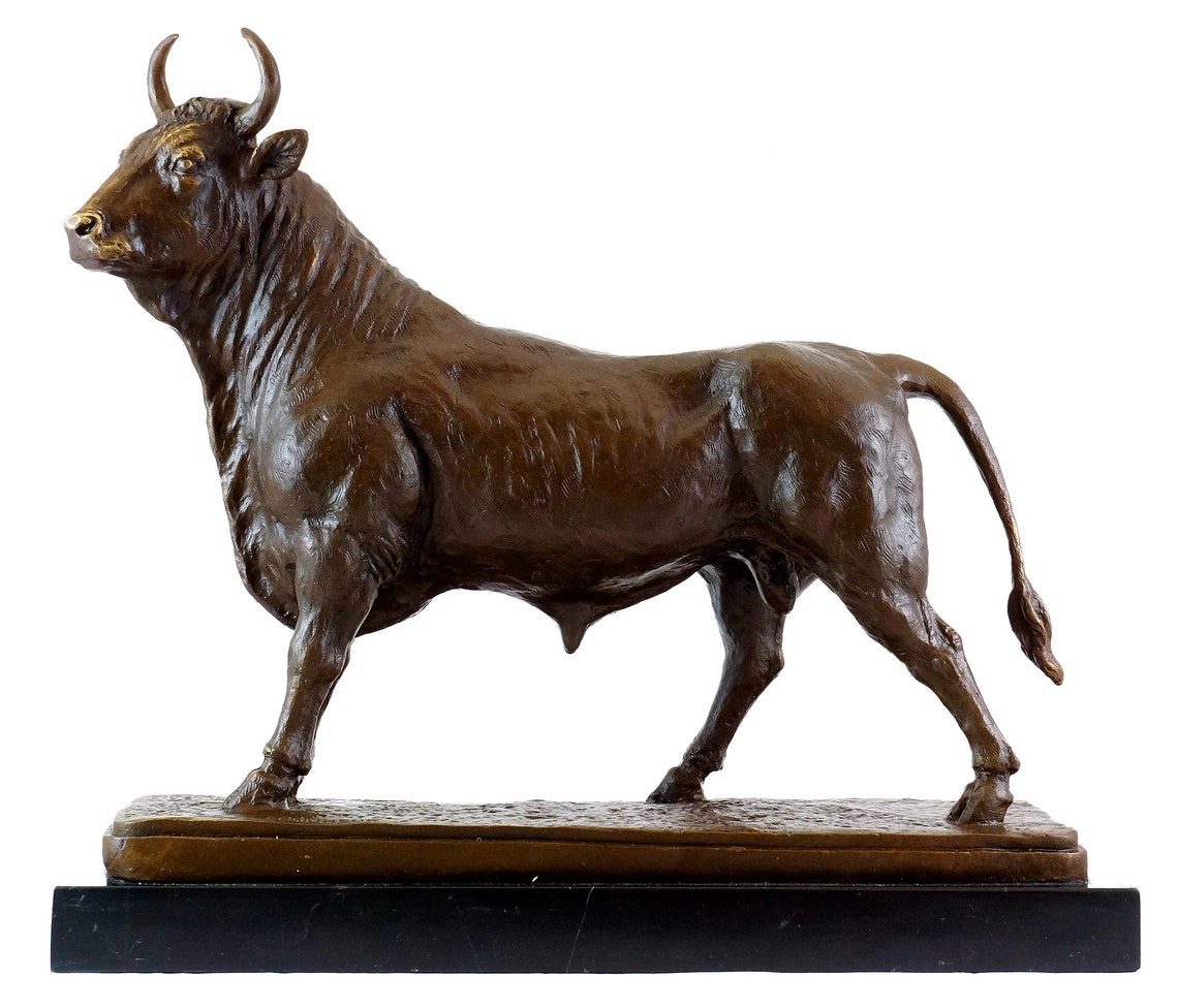Animal Bronze Bull / Taurus Sculpture Signed Bonheur Farm Decoration ...
