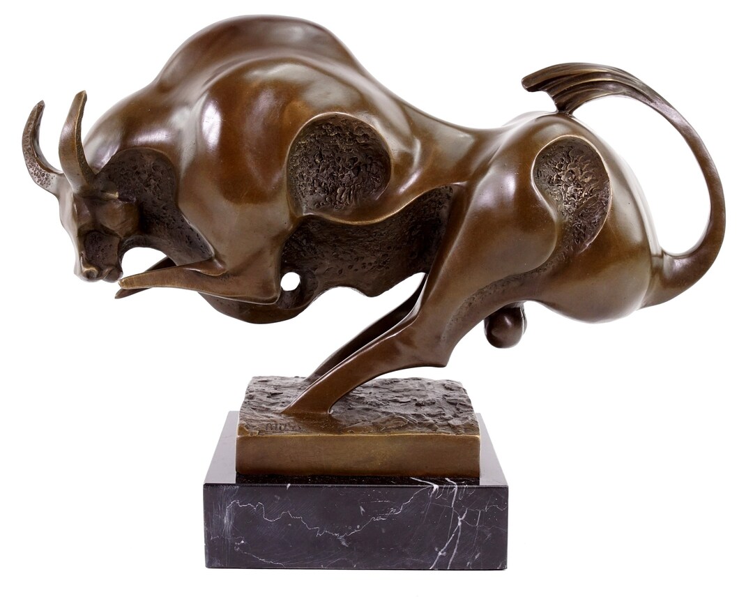 Bronze Taurus Bull Bronze Figure on Marble Signed Milo Bull Statue ...