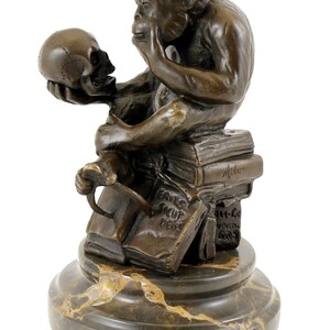 Bronze Figure Monkey With Skull Milo Portuguese Sculptor Wolfgang Hugo ...