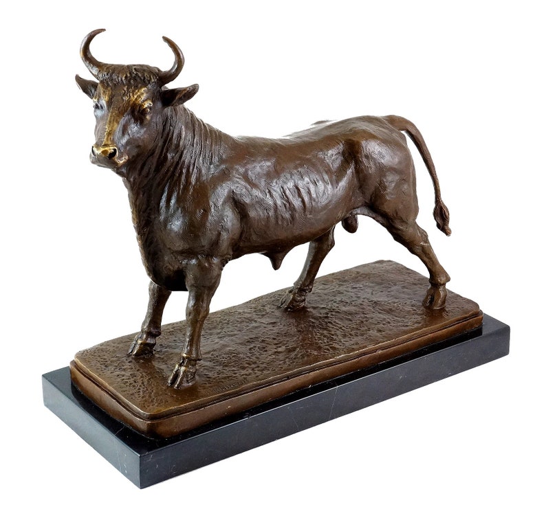 Animal Bronze Bull / Taurus Sculpture Signed Bonheur Farm Decoration ...