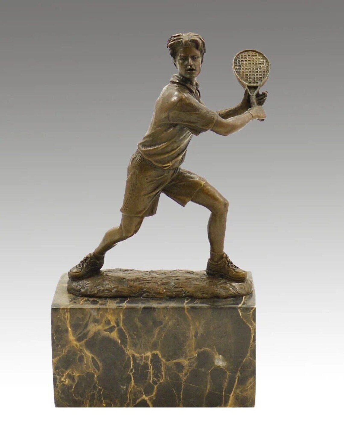Bronze Figure Cup on Marble the Tennis Player Milo Tennis Cup in Bronze ...