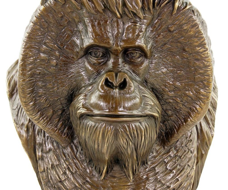 Huge Borneo Orangutan Bronze Bust Large Monkey Head Limited Animal ...