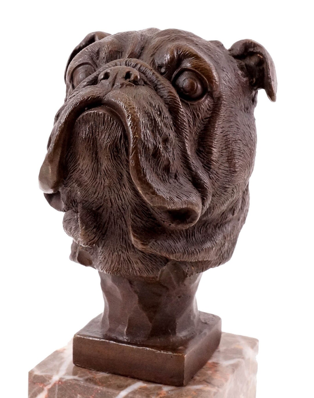 Animal Figure Made of Bronze Head of a Bulldog Signed Milo Bully ...