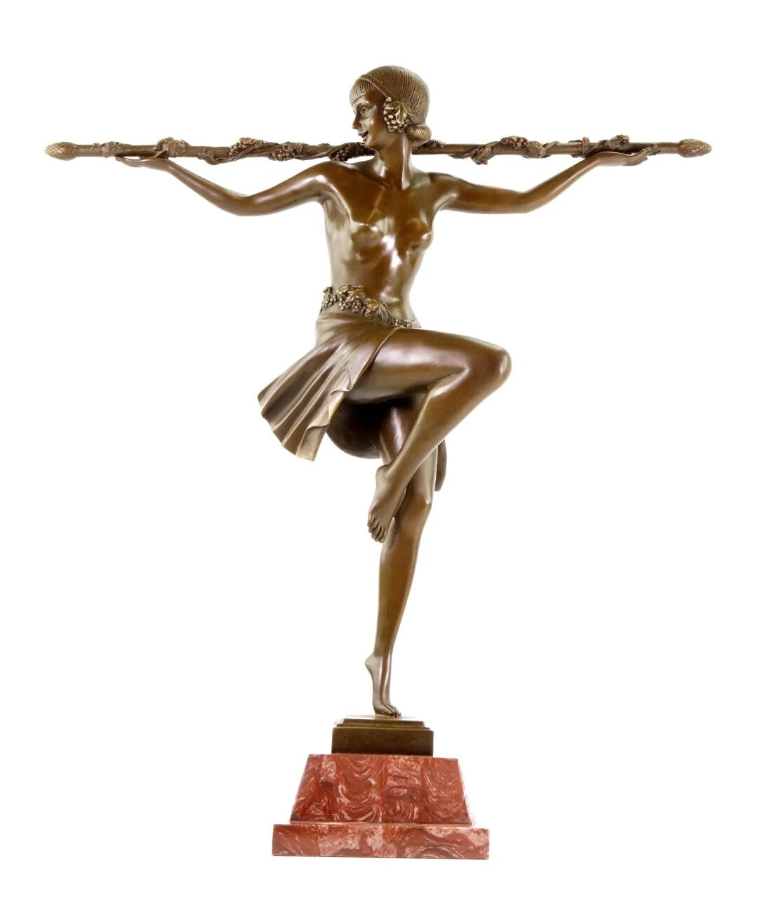 Art Deco Bronze Figure Statue Bacchanalian Dancer With Thyrsos Staff ...