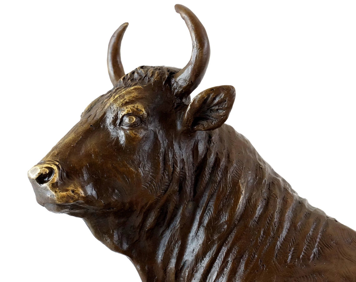Animal Bronze Bull / Taurus Sculpture Signed Bonheur Farm Decoration ...