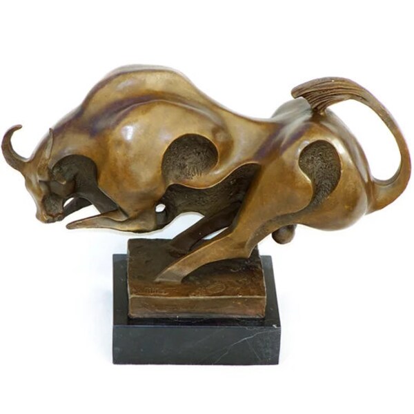Bronze Bull Figure Sculpture - Etsy