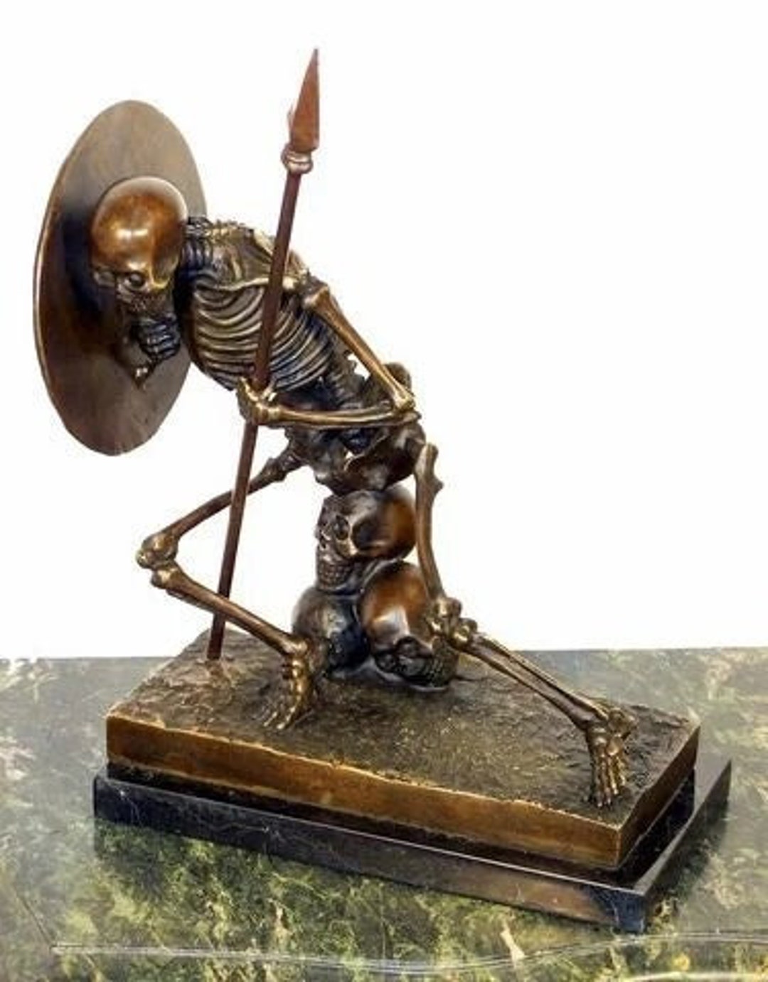 Skeleton Warrior on Marble Base Milo Tattoo Decoration Death Bronze ...