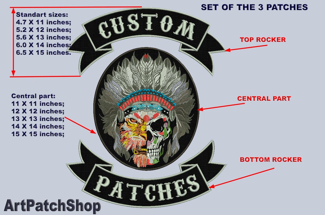 Custom Embroidery Patch Service. Set of 3 Large Patches for Jacket ...
