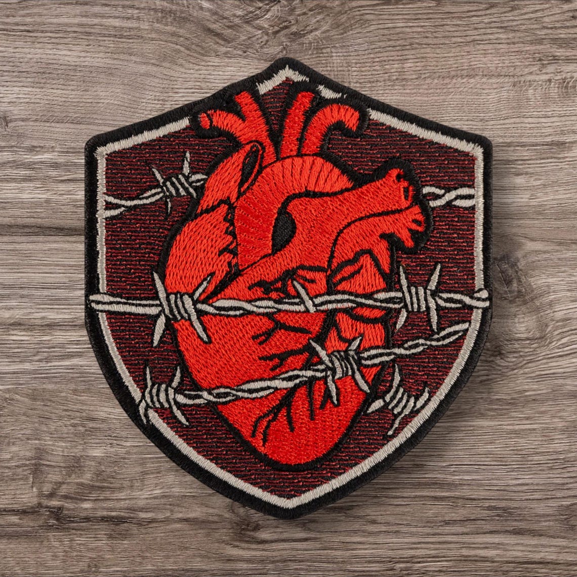 Gothic Heart Patch – Anatomical Heart With Barbed Wire – Pocket Size ...