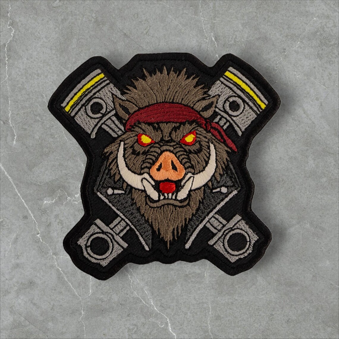 Angry Boar Biker Patch – Pocket Size Embroidered Iron on Patch With ...