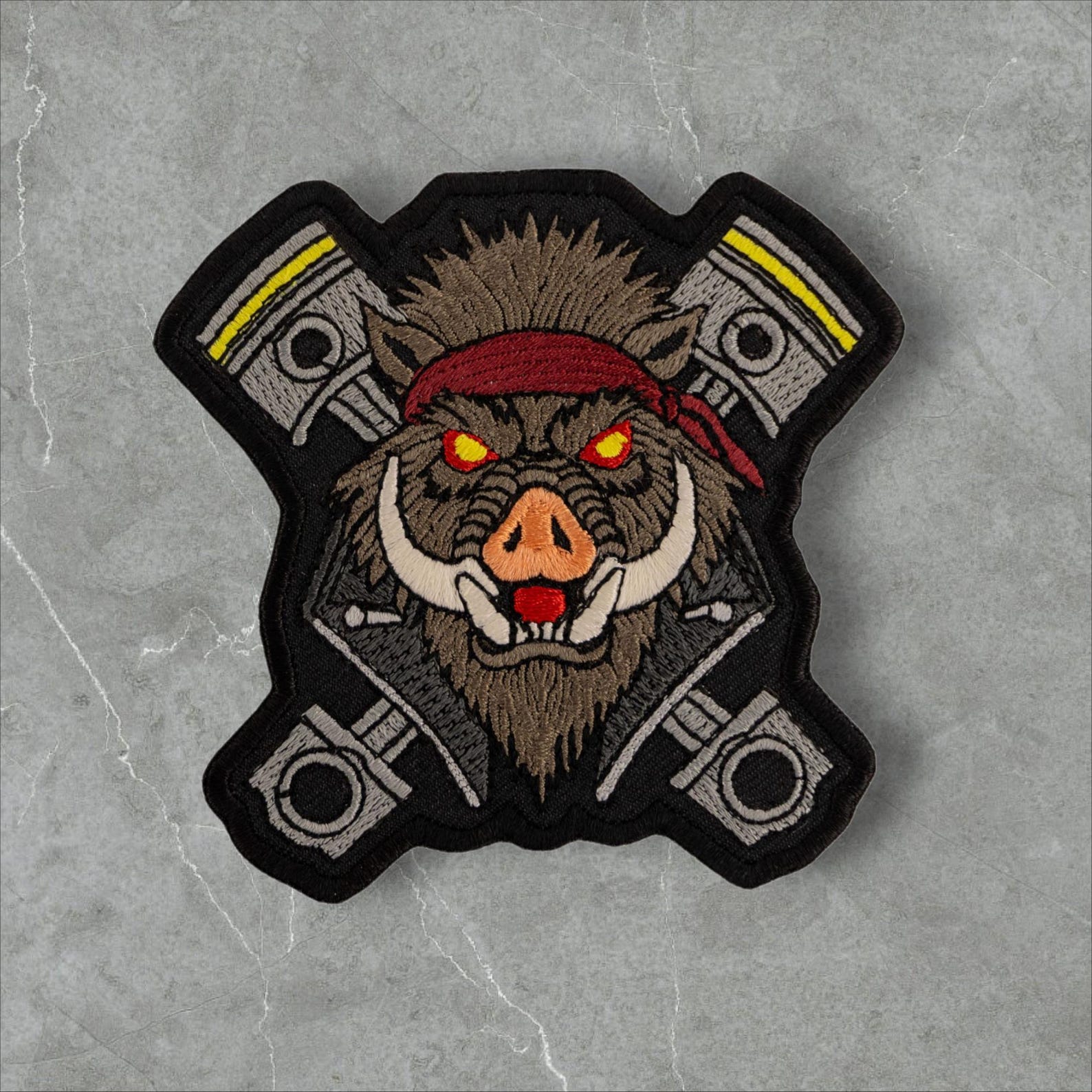 Angry Boar Biker Patch – Pocket Size Embroidered Iron on Patch With ...