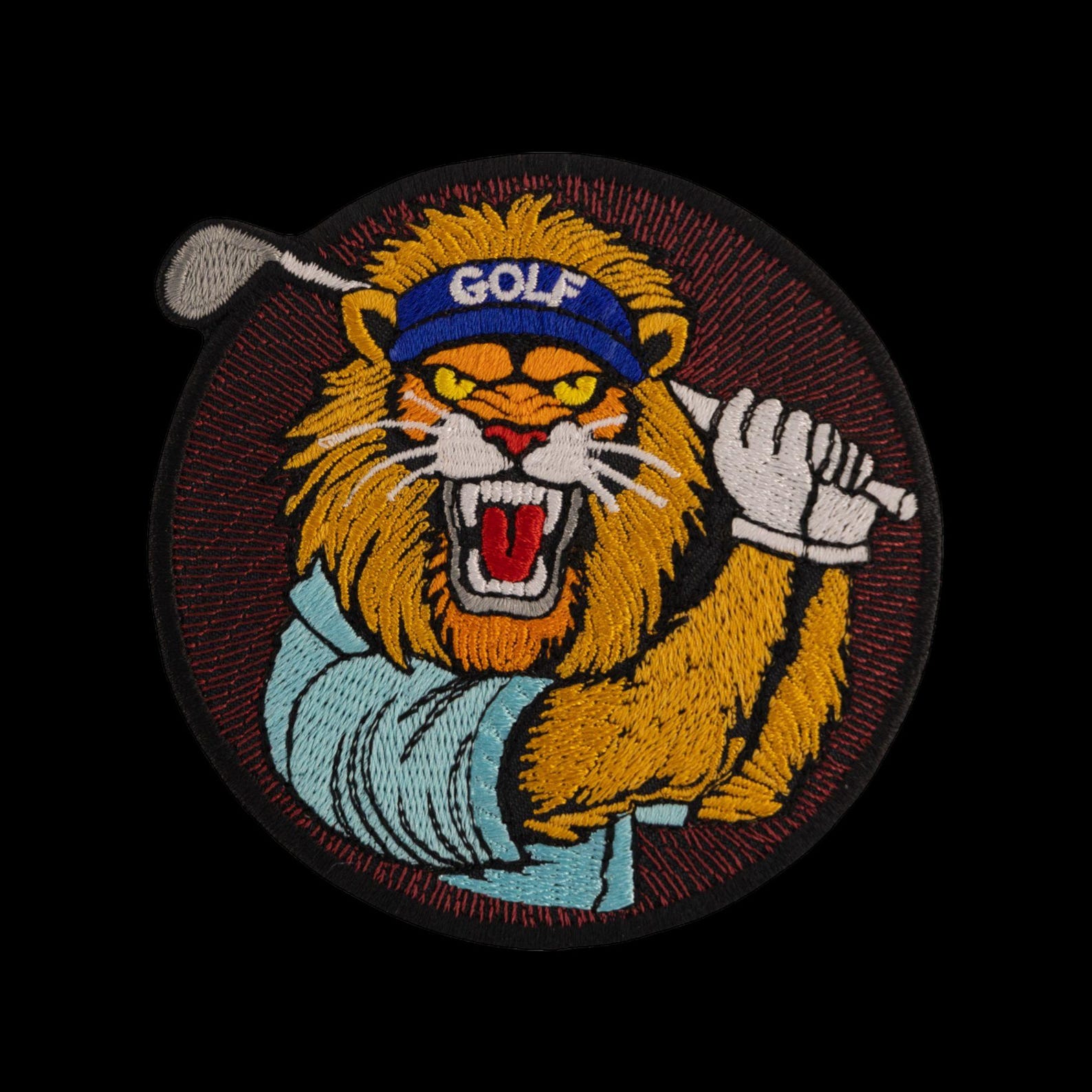 Iron-on Golf Patch Featuring Roaring Lion – Embroidered Animal Athlete ...