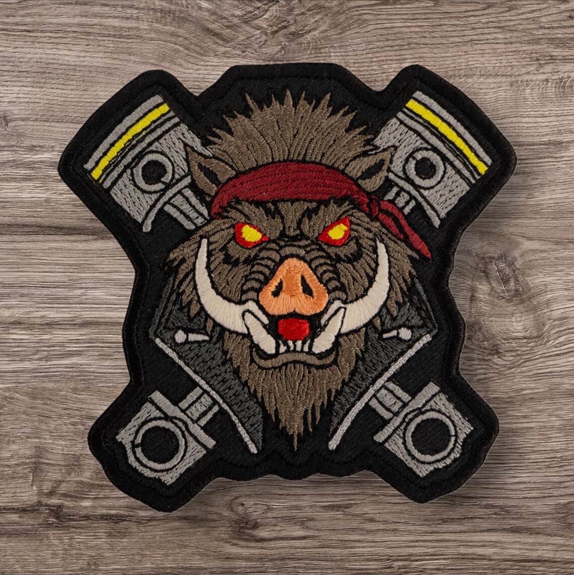 Angry Boar Biker Patch – Pocket Size Embroidered Iron on Patch With ...
