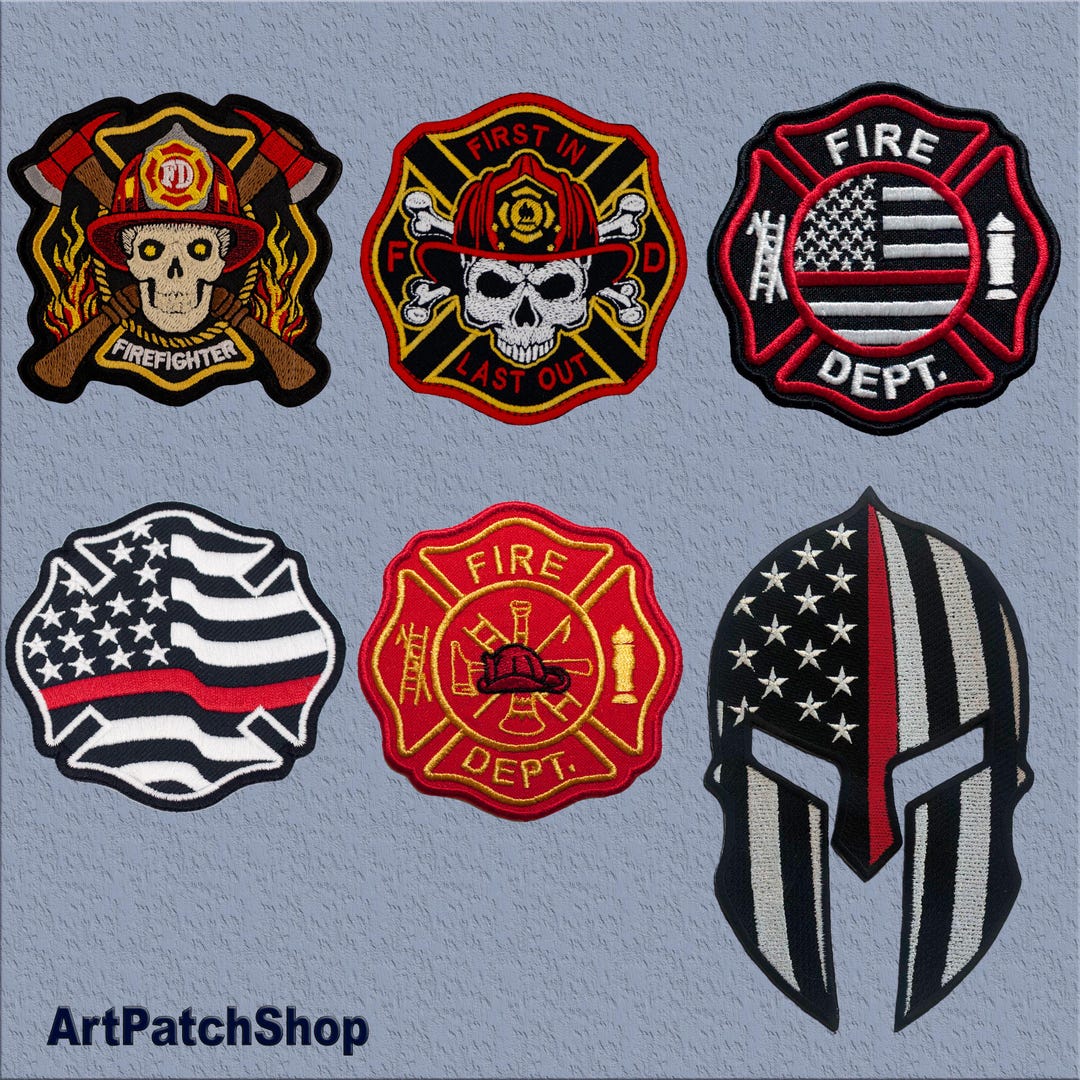 Firefighter Iron-on Patch Collection – Set of 6 Bold Embroidered ...