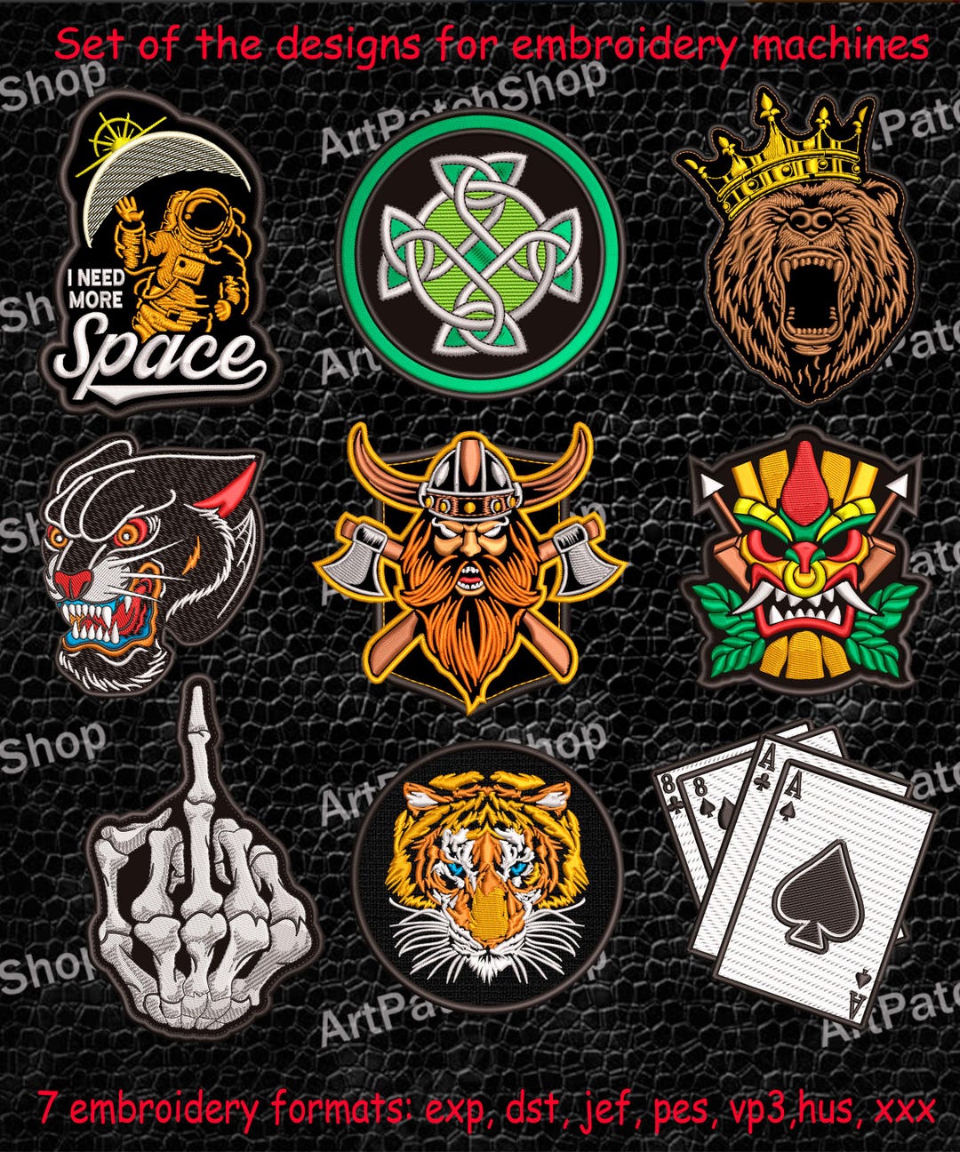 Epic Embroidery Design Set – Space, Viking, Tiger, Bear, Skull & More ...