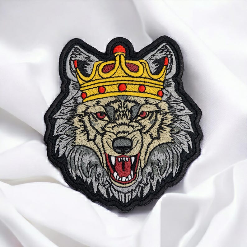 Wolf Embroidered Patch Set – Biker Wolf, Rasta Wolf, Angry Wolf, Gold Crown Wolf Iron-on ...