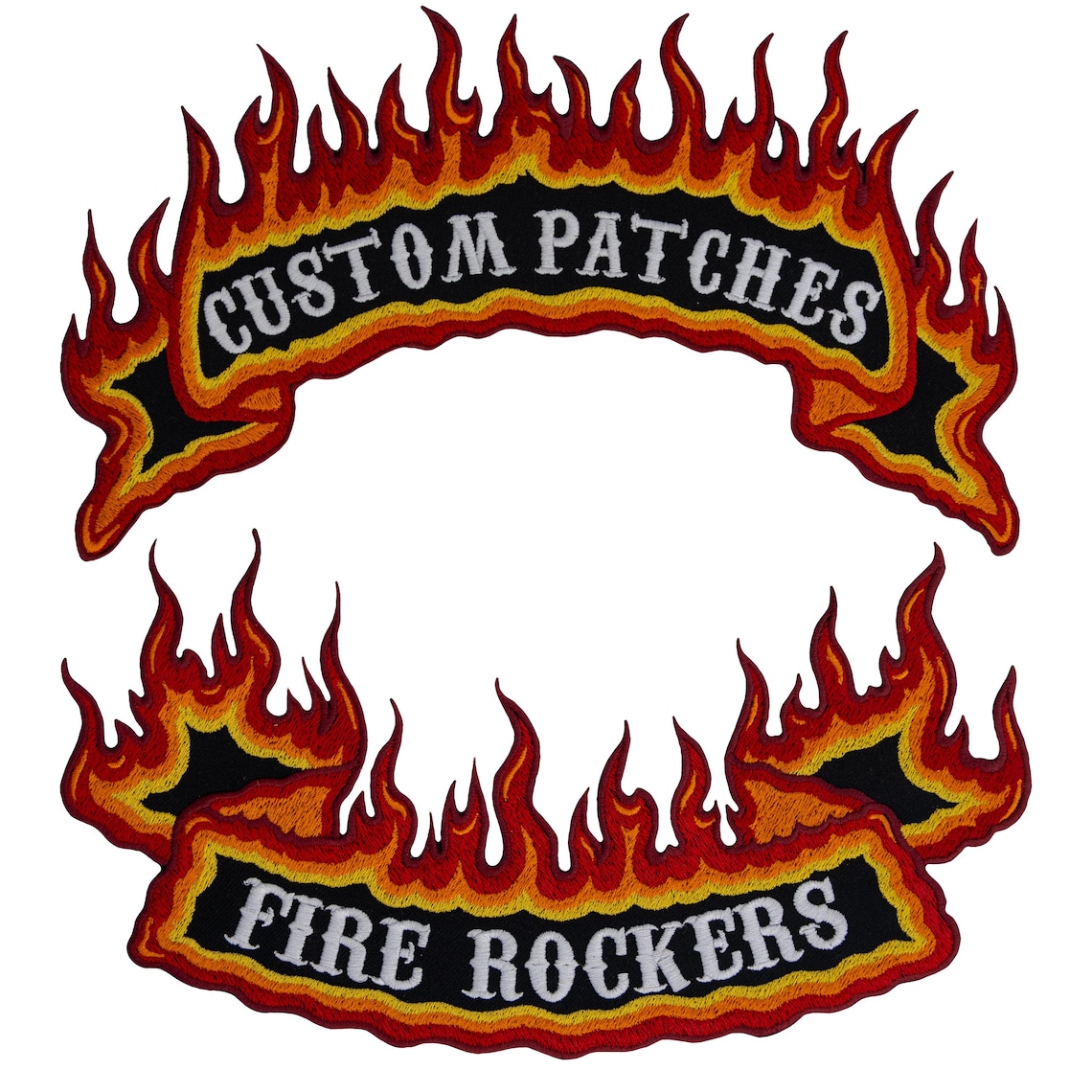 Custom Biker Rocker Patches – Personalized Flame Back Patch Set for ...